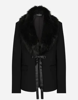 Dolce & Gabbana Wool Jacket With Faux Fur Collar Blazers Wool - Black