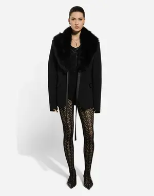 Dolce & Gabbana Wool Jacket With Faux Fur Collar Blazers Wool
