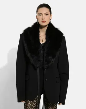 Dolce & Gabbana Wool Jacket With Faux Fur Collar Blazers Wool