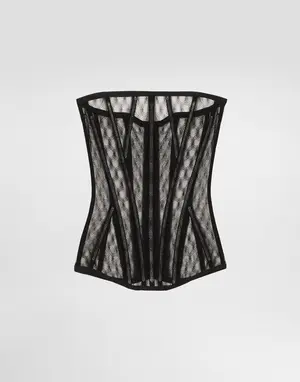 Dolce & Gabbana Mesh Tulle Corset Shirts And Tops - Black