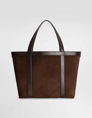 Dolce & Gabbana Majolica Print Canvas And Calfskin Shopping Tote