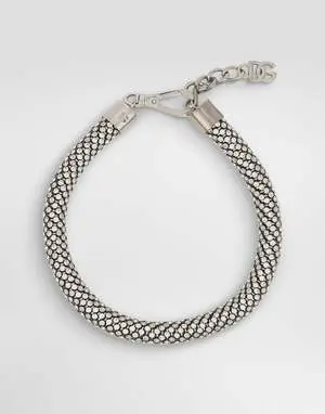 Dolce & Gabbana Tubular Choker With Rhinestones - Silver