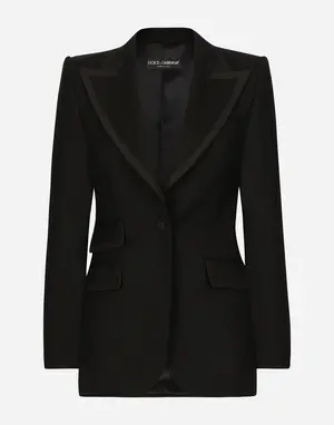 Dolce & Gabbana Single-breasted Twill Turlington Tuxedo Jacket Blazers - Black