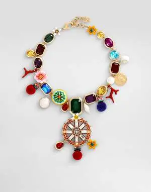 Dolce & Gabbana Carretto Wheel Pendant Necklace - Multicolor
