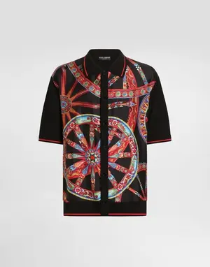 Dolce & Gabbana Carretto-print Silk Shirt Sweaters And Cardigans - Multicolor
