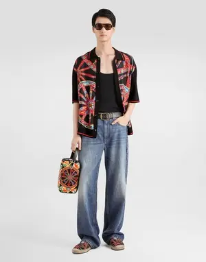 Dolce & Gabbana Carretto-print Silk Shirt Sweaters And Cardigans