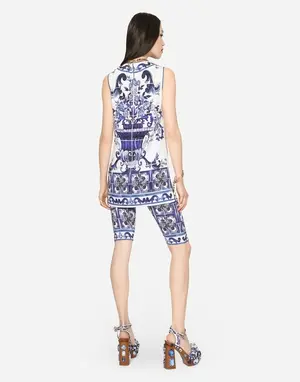 Dolce & Gabbana Majolica Print Charmeuse Sleeveless Top