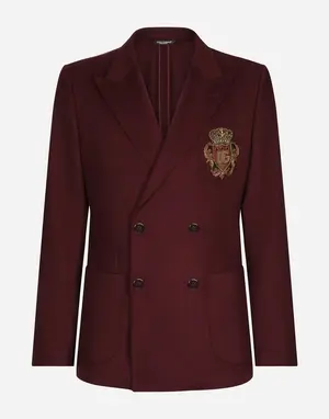 Dolce & Gabbana Double-breasted Wool And Cashmere Jacket With Dg Patch Suits And Blazers Multi-colored Wool - Multicolor