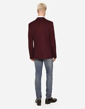 Dolce & Gabbana Double-breasted Wool And Cashmere Jacket With Dg Patch Suits And Blazers Multi-colored Wool