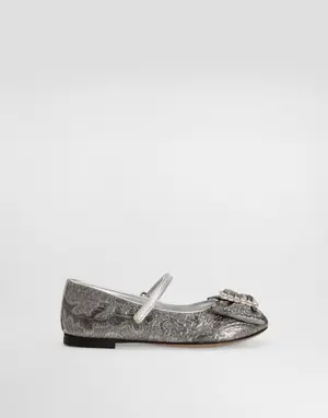 Dolce & Gabbana Brocade Ballet Flats With Bow Shoes - Silver