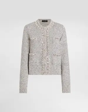 Dolce & Gabbana Cotton And Silk Cardigan Sweaters And Cardigans - Grey