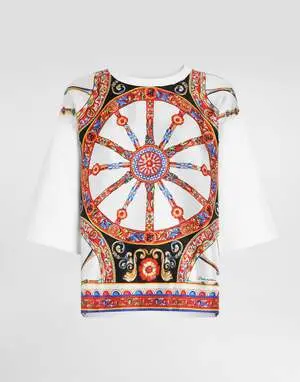 Dolce & Gabbana Carretto-print Jersey T-shirt T-shirts And Sweatshirts - Multicolor