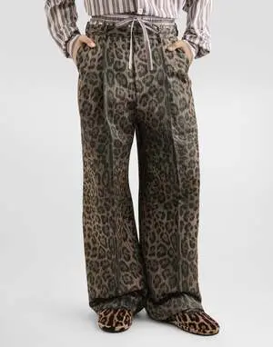 Dolce & Gabbana Leopard-jacquard Wide-leg Trousers - Print