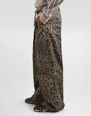 Dolce & Gabbana Leopard-jacquard Wide-leg Trousers - Print