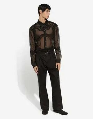 Dolce & Gabbana Oversize Organza Shirt With Lace Inserts Shirts