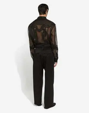 Dolce & Gabbana Oversize Organza Shirt With Lace Inserts Shirts