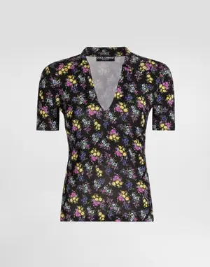 Dolce & Gabbana Small Floral-print Silk Pullover T-shirts And Sweatshirts - Multicolor