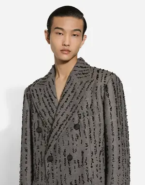 Dolce & Gabbana Double-breasted Embroidered Wool Coat