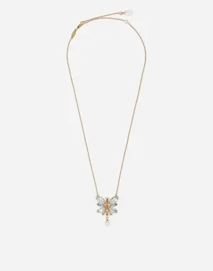 Dolce & Gabbana Butterfly Necklace 18-carat Yellow And Aquamarine    Necklaces - Gold