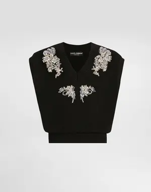 Dolce & Gabbana Cable-knit Wool Vest Sweaters And Cardigans - Black