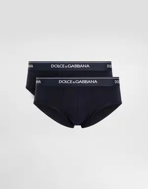 Dolce & Gabbana Stretch Cotton Brando Briefs Two-pack Underwear And Loungewear - Blue