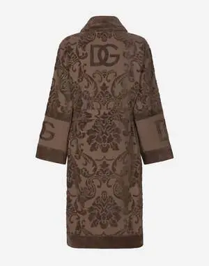 Dolce & Gabbana Bathrobe In Terry Cotton Jacquard Monochrome Bathrobes