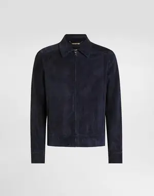 Dolce & Gabbana Leather Zipped Jacket Coats And Jackets - Blue