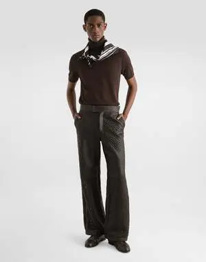 Dolce & Gabbana Flared Woven Nappa Leather Trousers