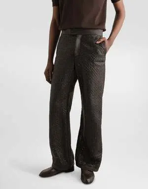 Dolce & Gabbana Flared Woven Nappa Leather Trousers