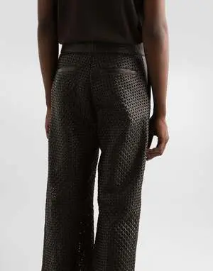 Dolce & Gabbana Flared Woven Nappa Leather Trousers