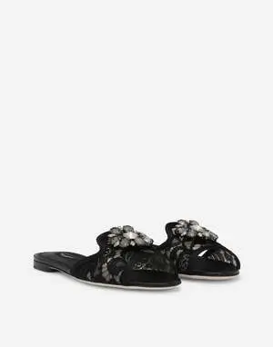 Dolce & Gabbana Majolica-print Brocade Flat Slippers - Black