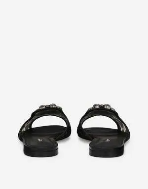 Dolce & Gabbana Majolica-print Brocade Flat Slippers - Black