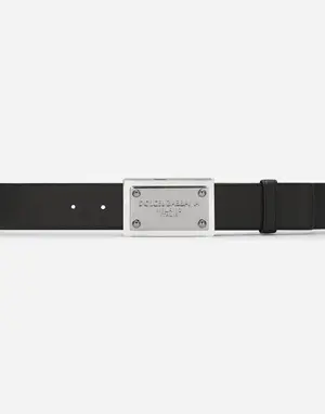 Dolce & Gabbana Leather Belt With Plaque Buckle