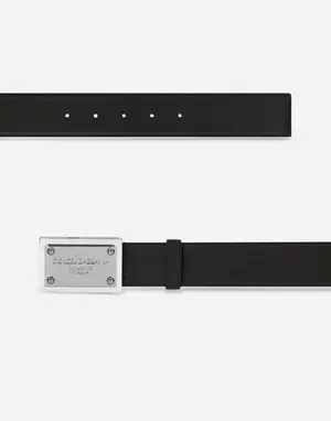 Dolce & Gabbana Leather Belt With Plaque Buckle