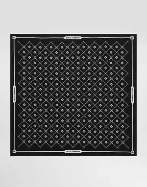 Dolce & Gabbana 70x70 Silk Twill Scarf With Micro-design And Logo Scarves And Silks - Multicolor