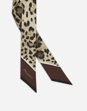 Dolce & Gabbana Leopard- Twill Headscarf Scarves And Silks - Brown