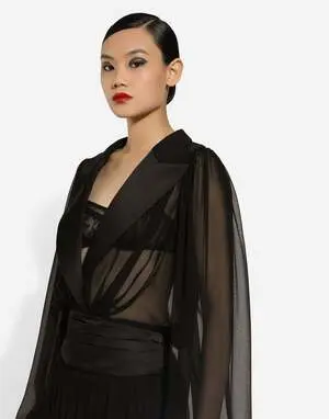 Dolce & Gabbana Long Silk Chiffon Tuxedo Dress Dresses Silk
