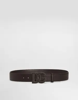 Dolce & Gabbana Deerskin-print Calfskin Belt With Logo Print Belts - Brown