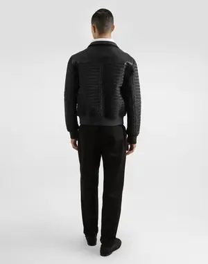 Dolce & Gabbana Leather And Raffia Mesh Jacket Coats And Jackets