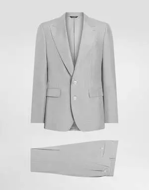 Dolce & Gabbana Deconstructed Single-breasted Silk Suit Suits And Blazers Gray