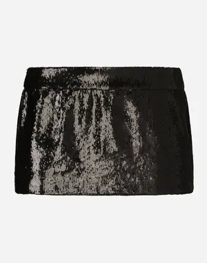 Dolce & Gabbana Miniskirt With Micro-sequin Embellisht Skirts Sequins - Black