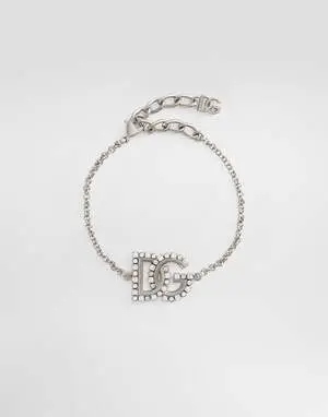 Dolce & Gabbana Fine Link Bracelet With Dg Logo - Silver