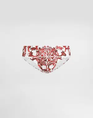 Dolce & Gabbana Majolica-print High Swim Briefs Beachwear - Multicolor