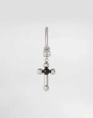 Dolce & Gabbana Creole Single Earring With Pin And Cross Bijoux Metal - Silver