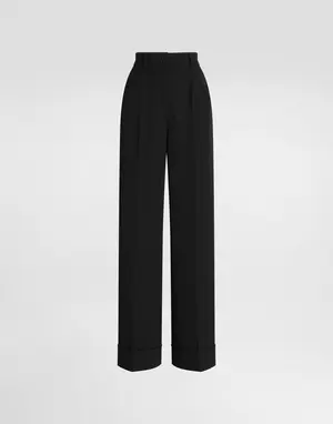 Dolce & Gabbana Wool Gabardine Trousers Pants And Shorts - Black