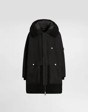 Dolce & Gabbana Waxed Long Down Jacket Coats And Jackets - Black