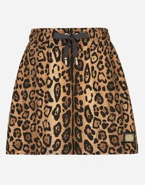 Dolce & Gabbana Leopard- Crespo Fleece Miniskirt
