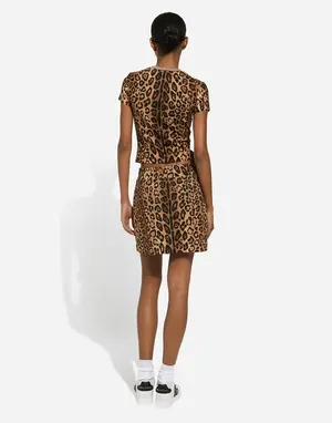Dolce & Gabbana Leopard- Crespo Fleece Miniskirt