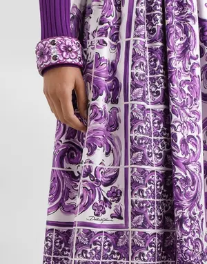 Dolce & Gabbana Majolica Print Gathered Twill Skirt