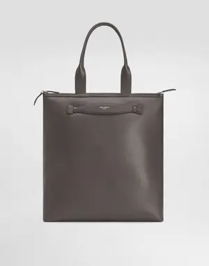 Dolce & Gabbana Calfskin Nappa Leather Shopper Shoppers Leather - Grey